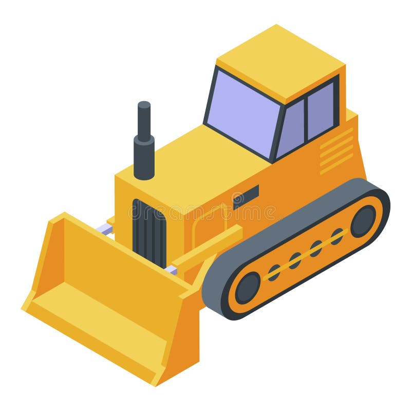 Tractor Bulldozer Excavator 1- Top View White Background 3D Rendering ...