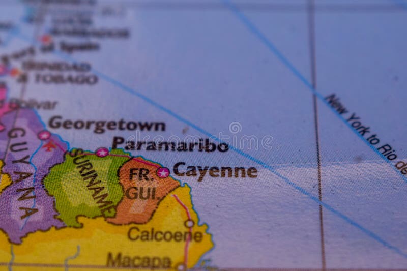 Cayenne on the World Map-Geo Political Map Stock Photo - Image of globe ...