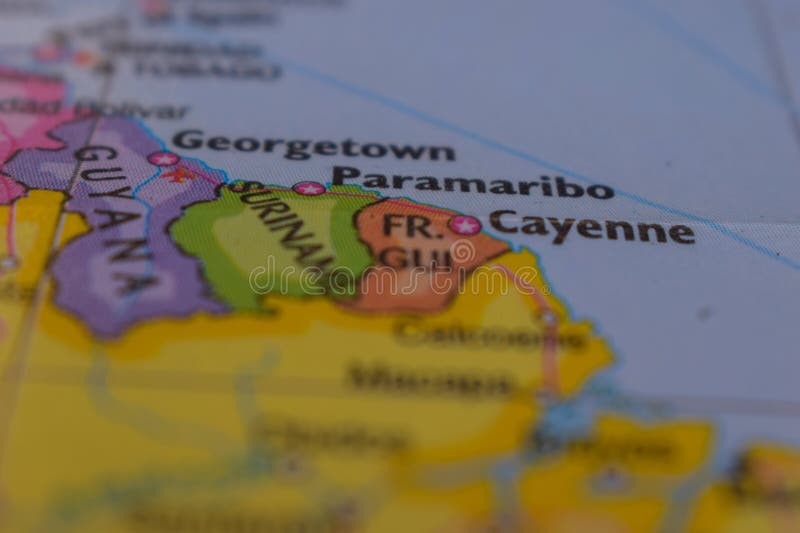 Cayenne on the World Map-Geo Political Map Stock Image - Image of ...