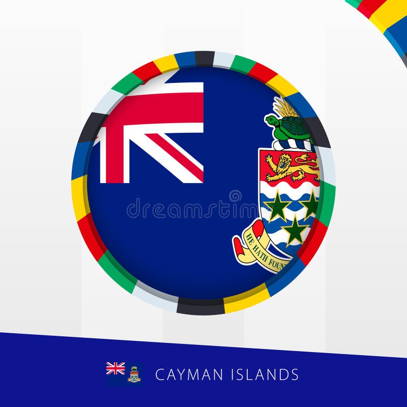 Cayman Islands Flag with Colorful Circle Border Stock Vector ...