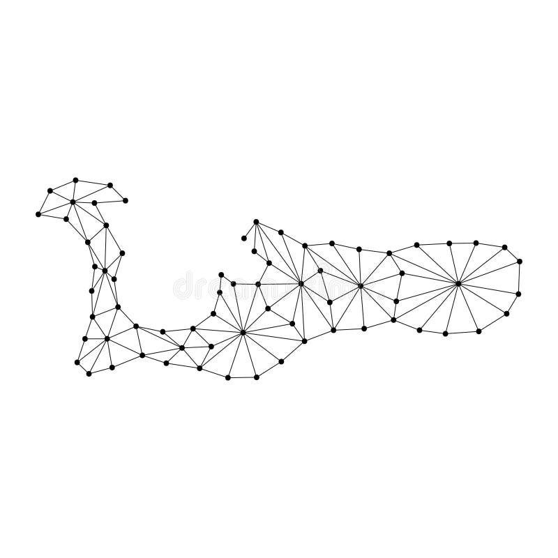 Cayman Islands Map of Polygonal Mosaic Lines Network, Rays, Dots Vector ...