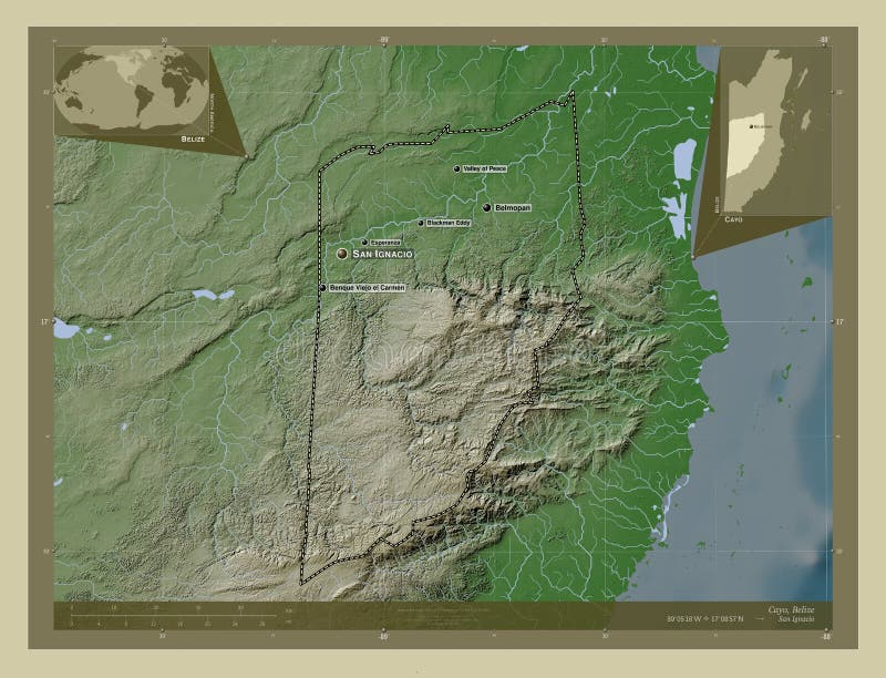 Cayo, Belize. Wiki. Labelled Points of Cities Stock Illustration ...