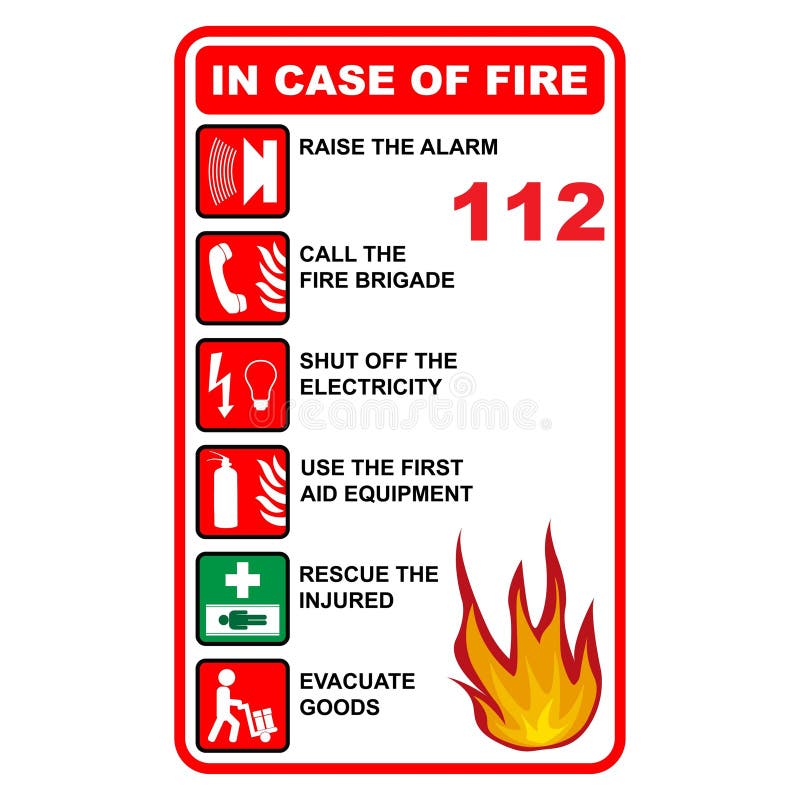 Steps To Take in the Event of a Fire Stock Illustration - Illustration ...
