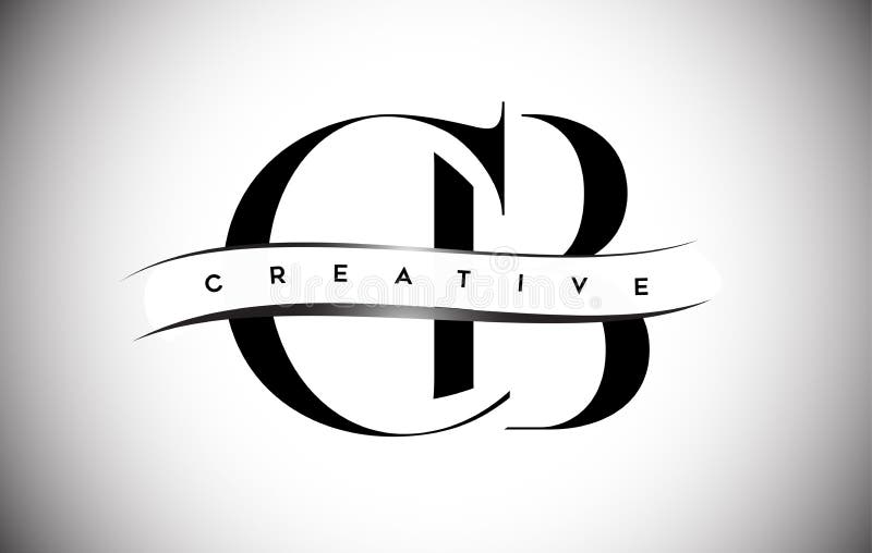 CB Letter Logo with Serif Letter and Creative Cut in the Middle Stock ...