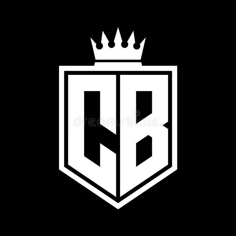 CB Logo Monogram Bold Shield Geometric Shape with Crown Outline Black ...