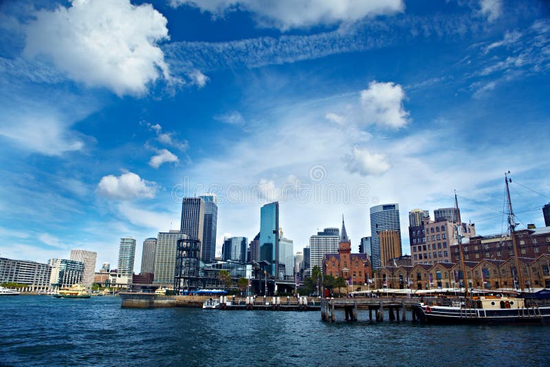 CBD area stock image. Image of tower, boat, blue, water - 26914467