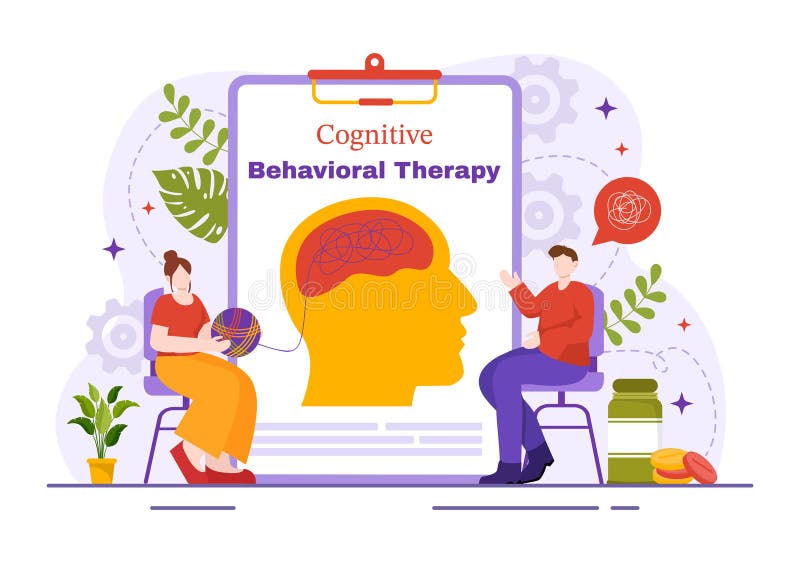 CBT or Cognitive Behavioural Therapy Vector Illustration with Person Manage Their Problems ...