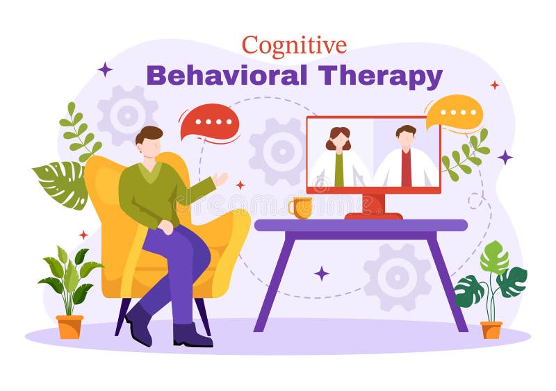 CBT or Cognitive Behavioural Therapy Vector Illustration with Person ...