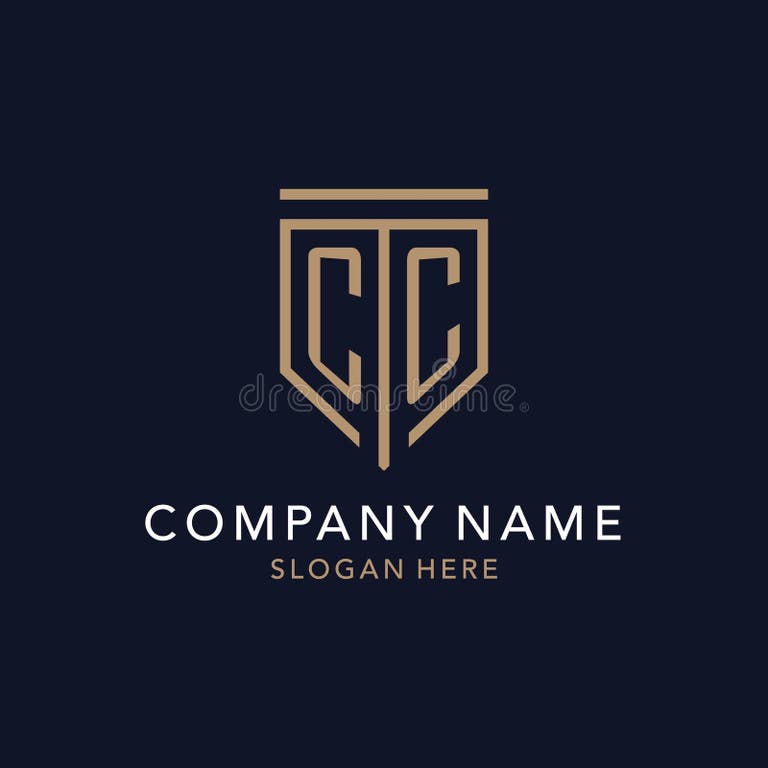 CC Initial Logo Monogram with Simple Luxury Shield Icon Design Stock ...