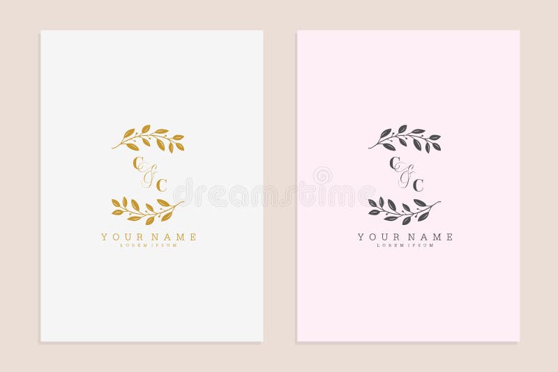 CC Initial Wedding Floral Simple Modern Vector Graphic Template Stock ...