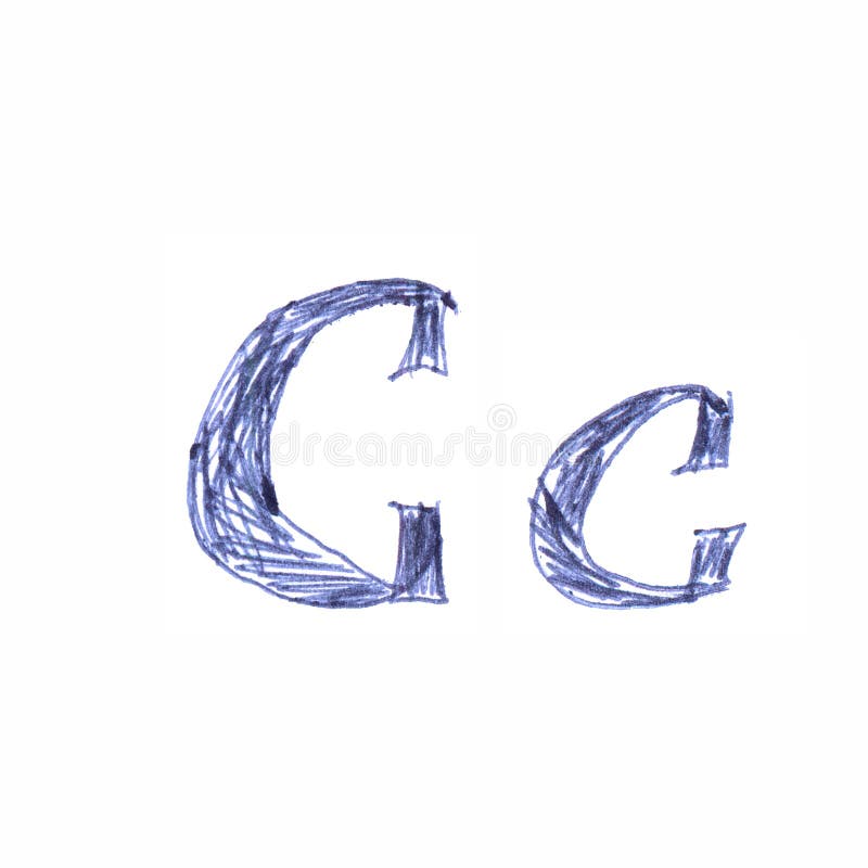 Cc - Letter of the Alphabet Drawn by Hand with a Blue Ballpoint Pen. a ...