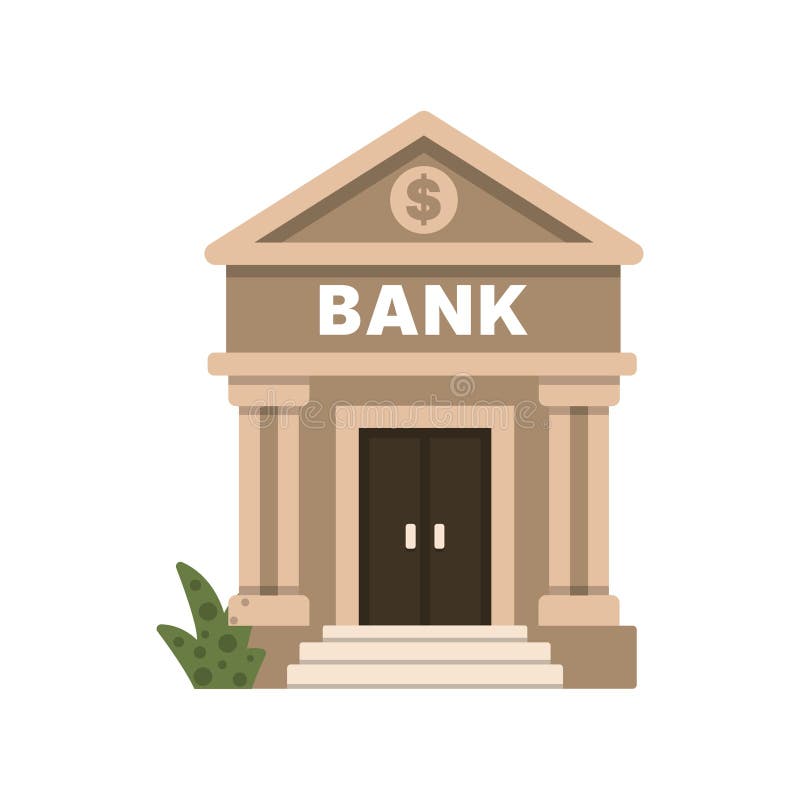 Flat Design Bank Building with Classic Columns and Dollar Symbol Stock ...