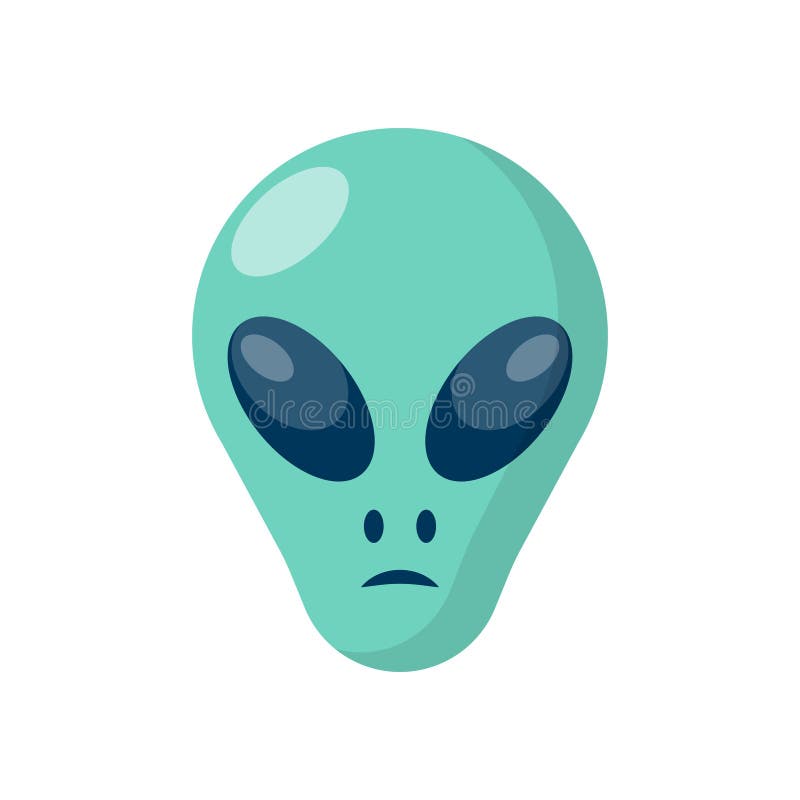 Alien Head Vector Illustration – Cartoon Green Extraterrestrial Face ...