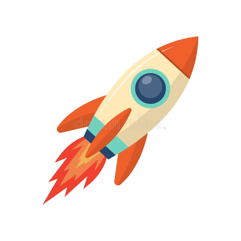 Rocket Launch Vector Illustration – Space Shuttle with Fire and Smoke ...