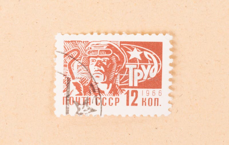 A Stamp Printed in the CCCP Shows a Working Man, Circa 1966 Editorial ...