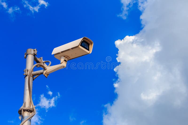 CCTV with Blue Sky Background, Surveillance Camera System for Se Stock ...