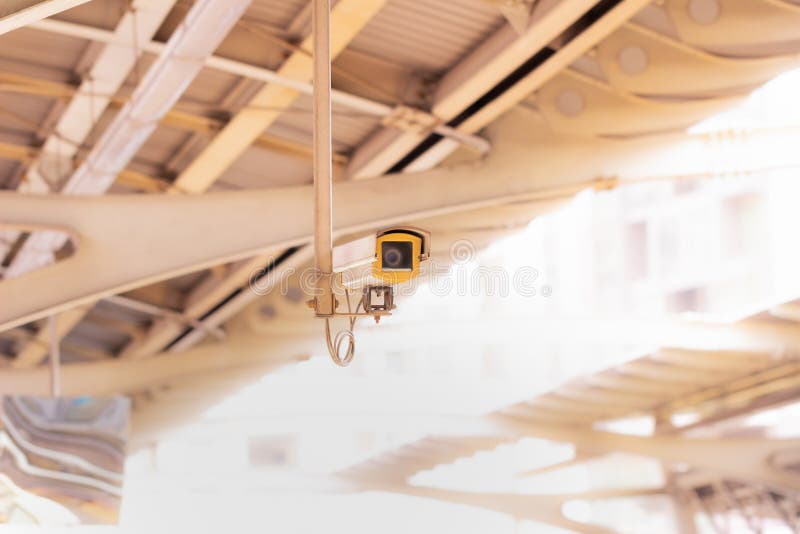 CCTV with Blurred Metro Train Platform Stock Image - Image of passenger ...