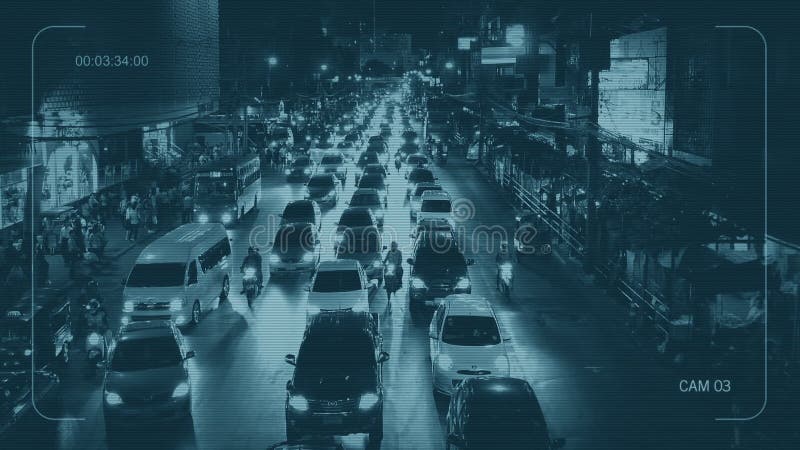 CCTV Busy Road through City at Night Stock Footage - Video of street ...