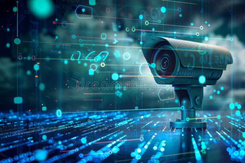 CCTV Camera with Ai Technology, Data Security Concept Stock Image ...