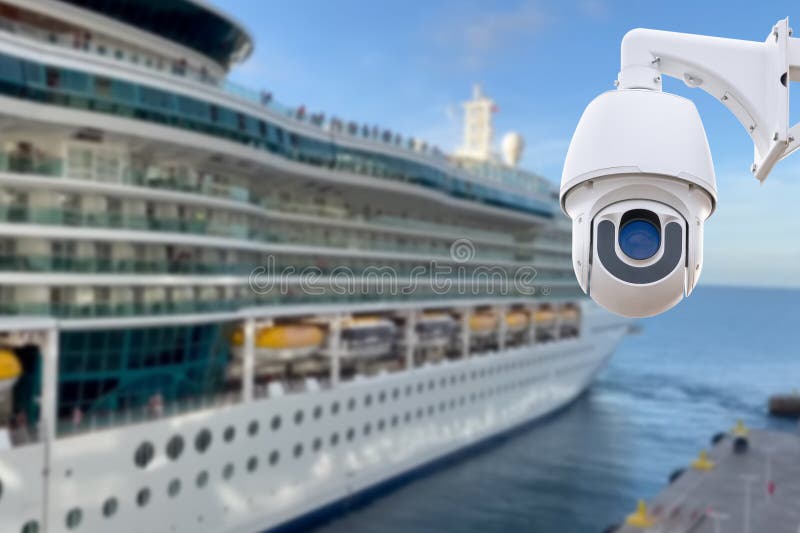 CCTV Camera on the Background of a Cruise Ship. Stock Photo - Image of ...