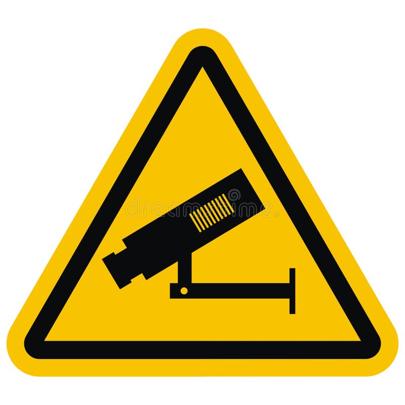 CCTV Camera, Black Sign , Warning Triangle Yelow Shape, Eps. Stock ...