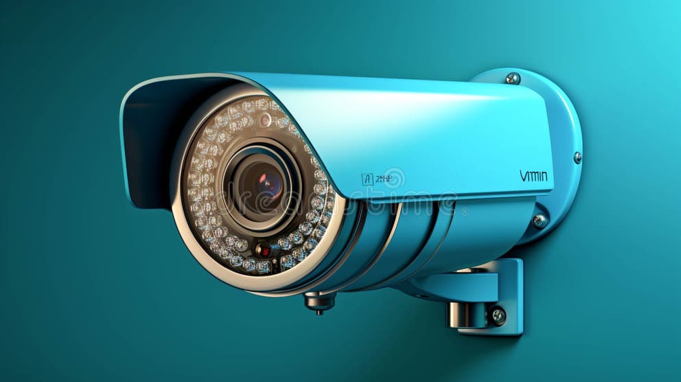 Cctv Camera with Blue Background Stock Illustration - Illustration of ...