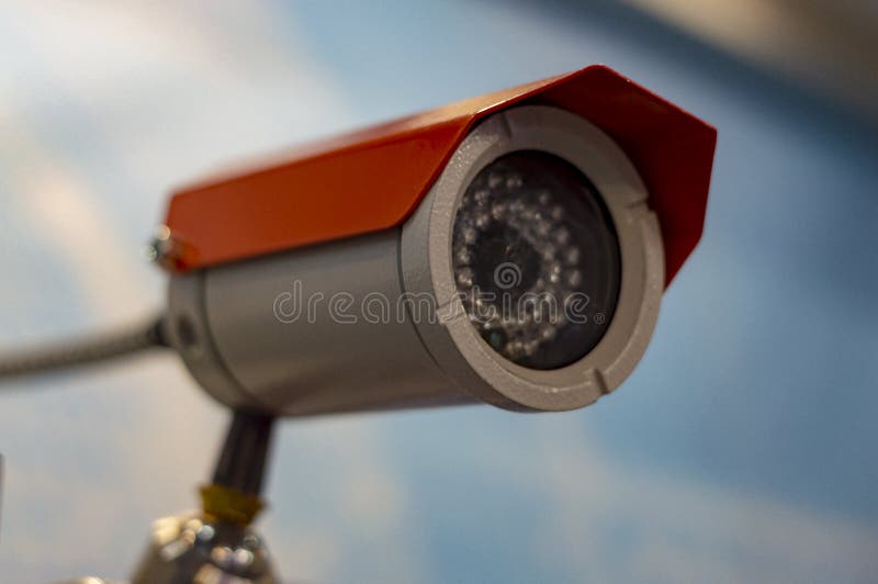 Focus on a Cctv Security Camera at the Outdoor Ceiling of a Building ...