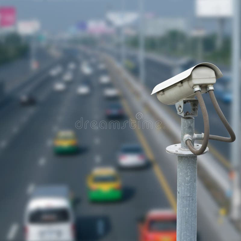 CCTV Camera with Blur Traffic Road Background Stock Photo - Image of ...