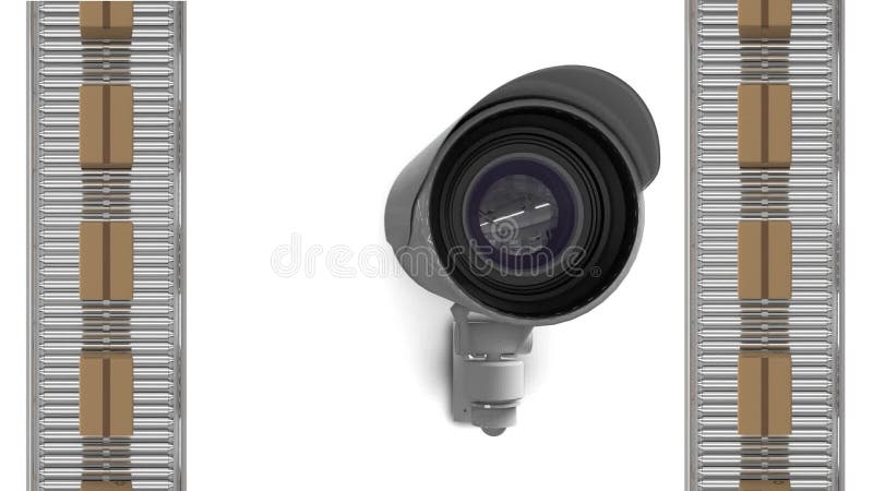 CCTV Camera and Boxes on Conveyor Belts Stock Footage - Video of ...