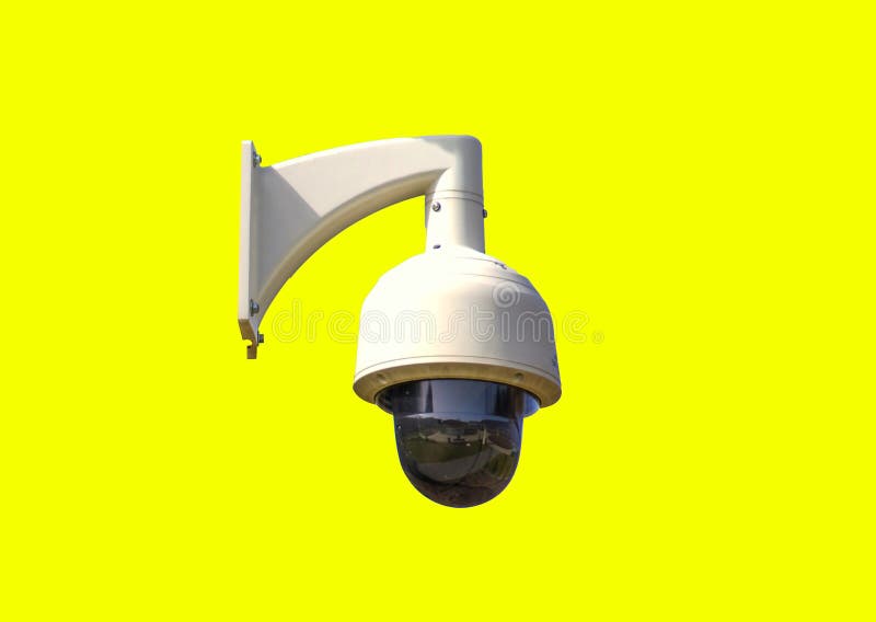 CCTV Camera with Clean Yellow Background Stock Photo - Image of line ...