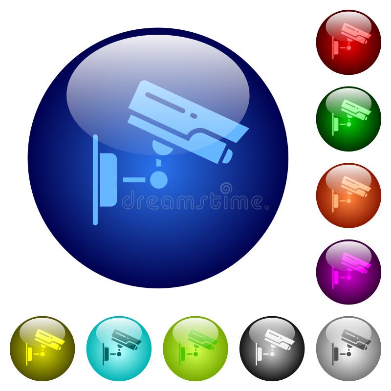 CCTV Camera Color Glass Buttons Stock Vector - Illustration of guard ...