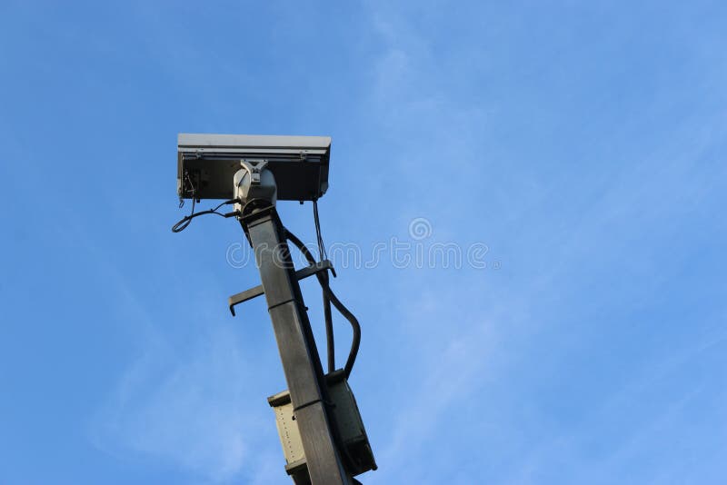 CCTV camera on column stock photo. Image of metal, security - 200009802