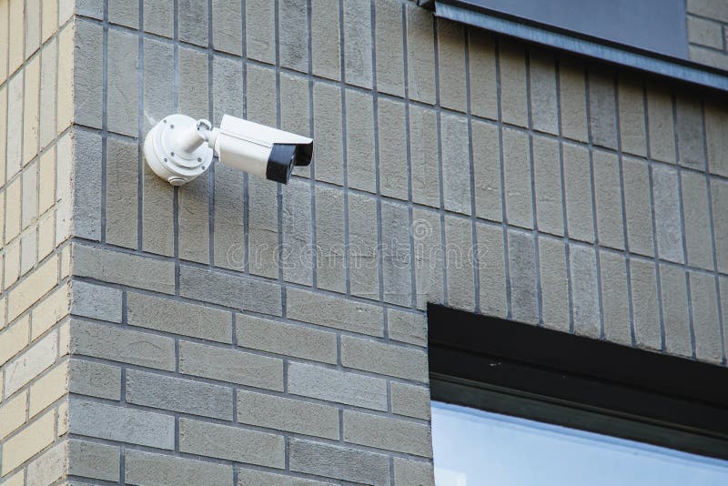 CCTV Camera on Facade of Residential Building Stock Photo - Image of ...