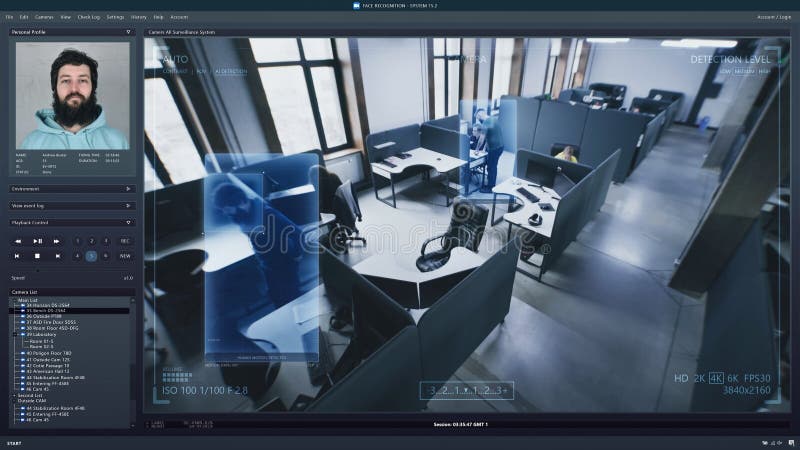 CCTV Camera with Face Scanning in Office Stock Image - Image of ...