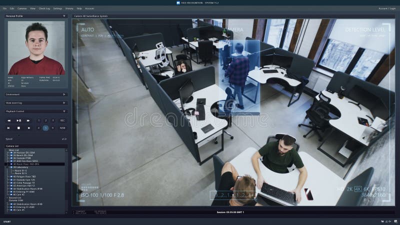 CCTV Camera with Face Scanning in Office Stock Photo - Image of ...