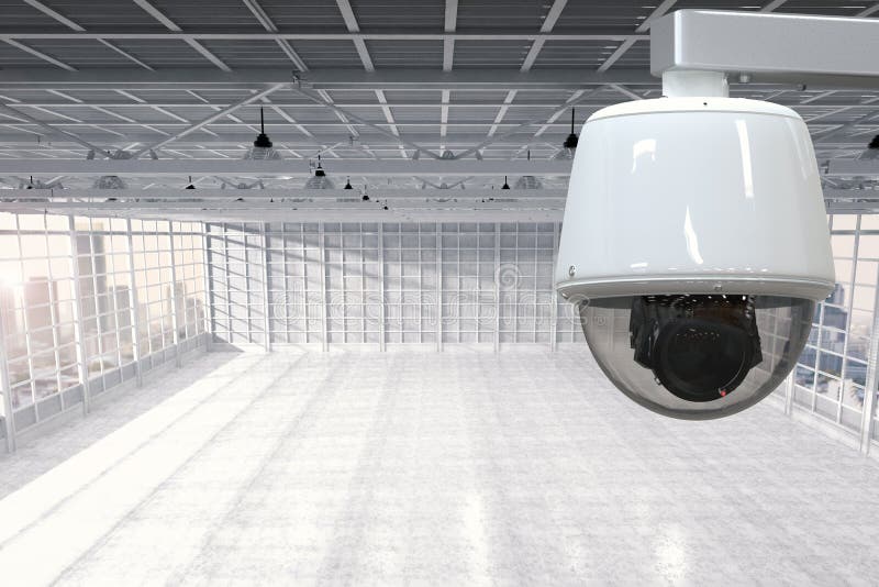 Cctv camera in factory stock illustration. Illustration of guard - 81465705