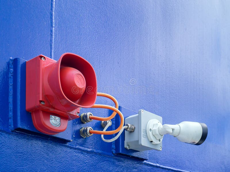 CCTV Camera with Fire Alarm Stock Image - Image of connection, power ...