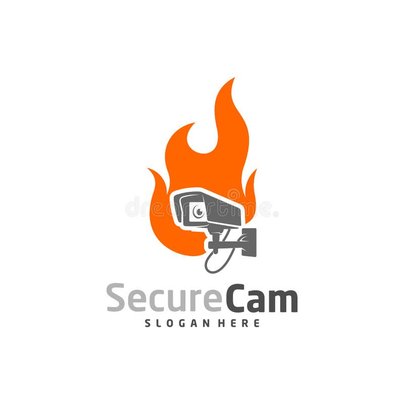 CCTV Camera with Fire Icon Logo Design Vector Template, Concept Symbol ...