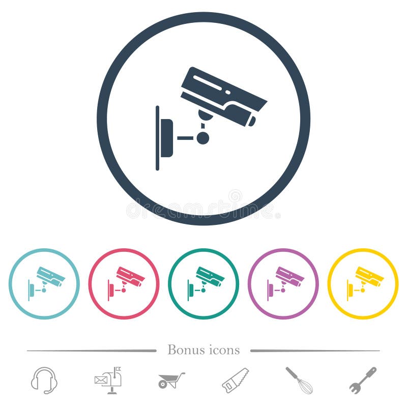 CCTV Camera Flat Color Icons in Round Outlines Stock Vector ...