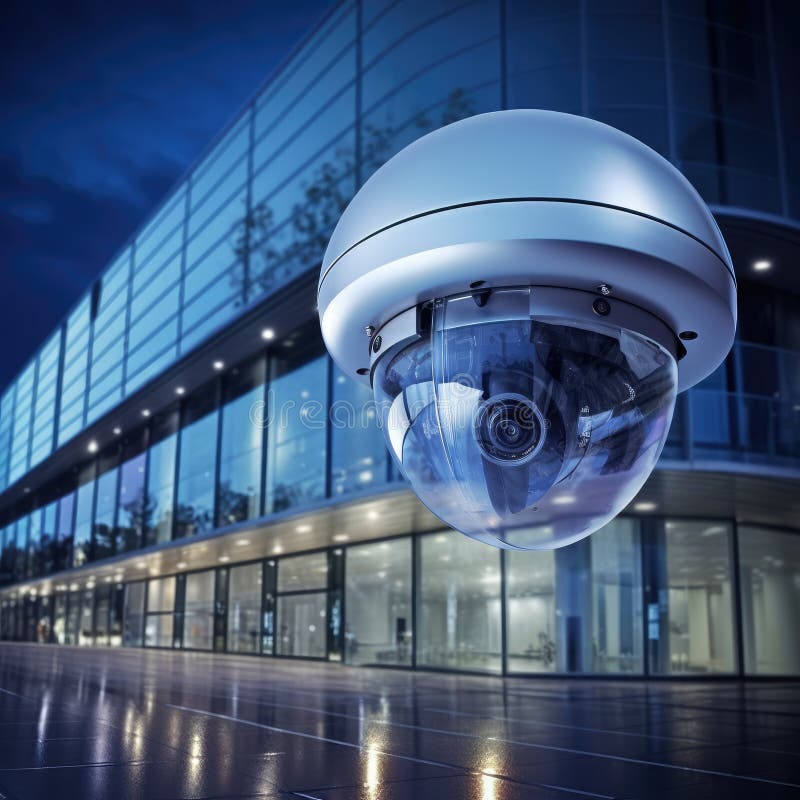 Cctv Camera in Front of Building at Night Stock Illustration ...