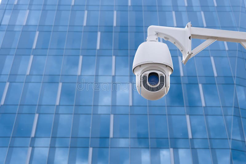 CCTV Camera Front of Office Building. Close-up. Stock Image - Image of ...