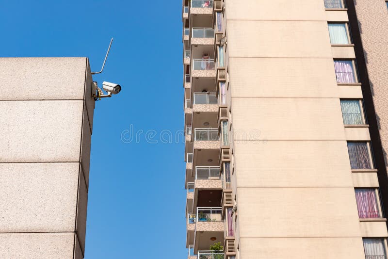 CCTV Camera in Front of Residential Building Stock Photo - Image of ...
