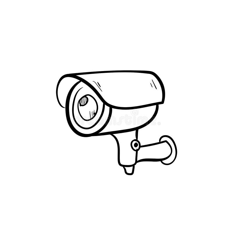 CCTV Camera, a Hand Drawn Vector Doodle Stock Vector - Illustration of ...