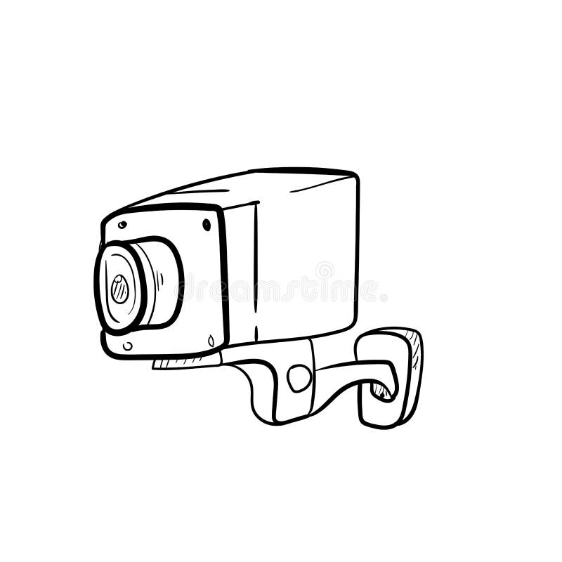 CCTV Camera, a Hand Drawn Vector Doodle Stock Vector - Illustration of ...