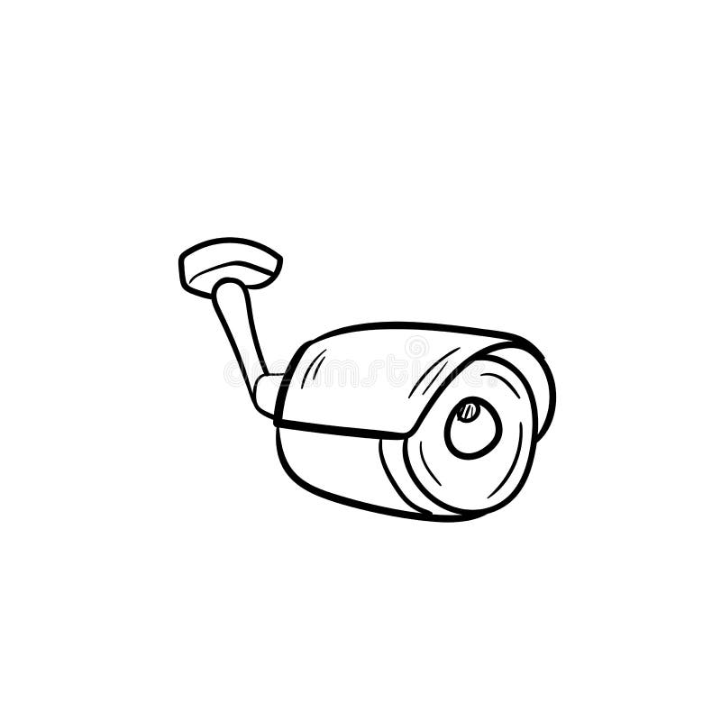 CCTV Camera, a Hand Drawn Vector Doodle Stock Illustration ...