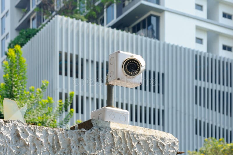 Security Surveillance Camera in Front of Office Building Stock Image ...