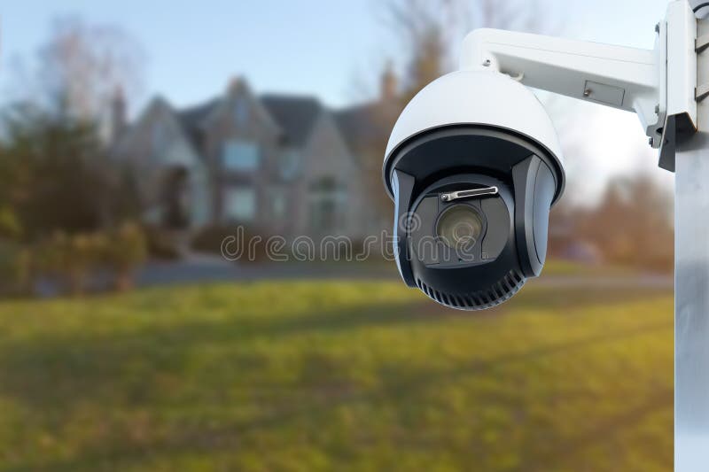 CCTV Camera with House in Background. Close-up. Stock Photo - Image of ...