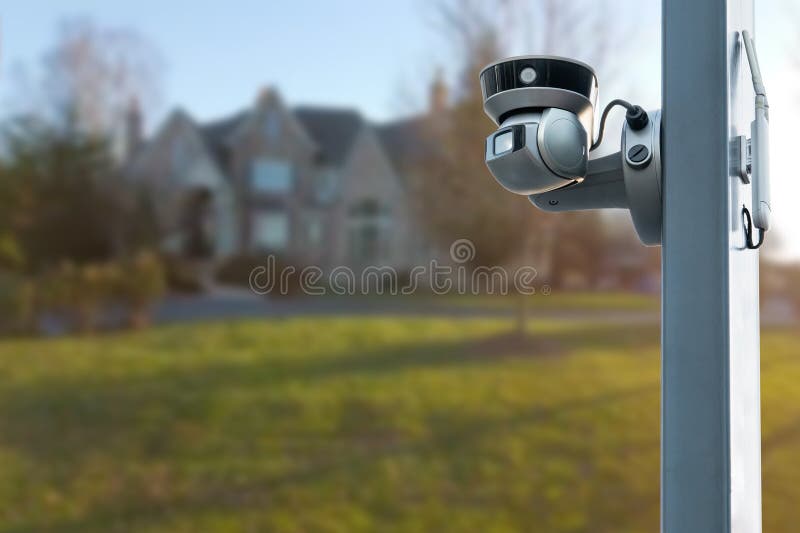 CCTV Camera with House in Background. Close-up. Stock Photo - Image of ...