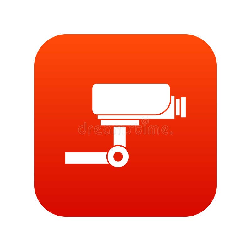 CCTV Camera Icon Digital Red Stock Vector - Illustration of camera ...