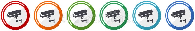 Cctv Camera Icon Set, Vector Illustration in 6 Colors Options for ...